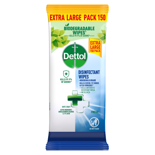 Dettol Disinfectant Wipes Extra Large Fresh 150 Pack | Dettol AU